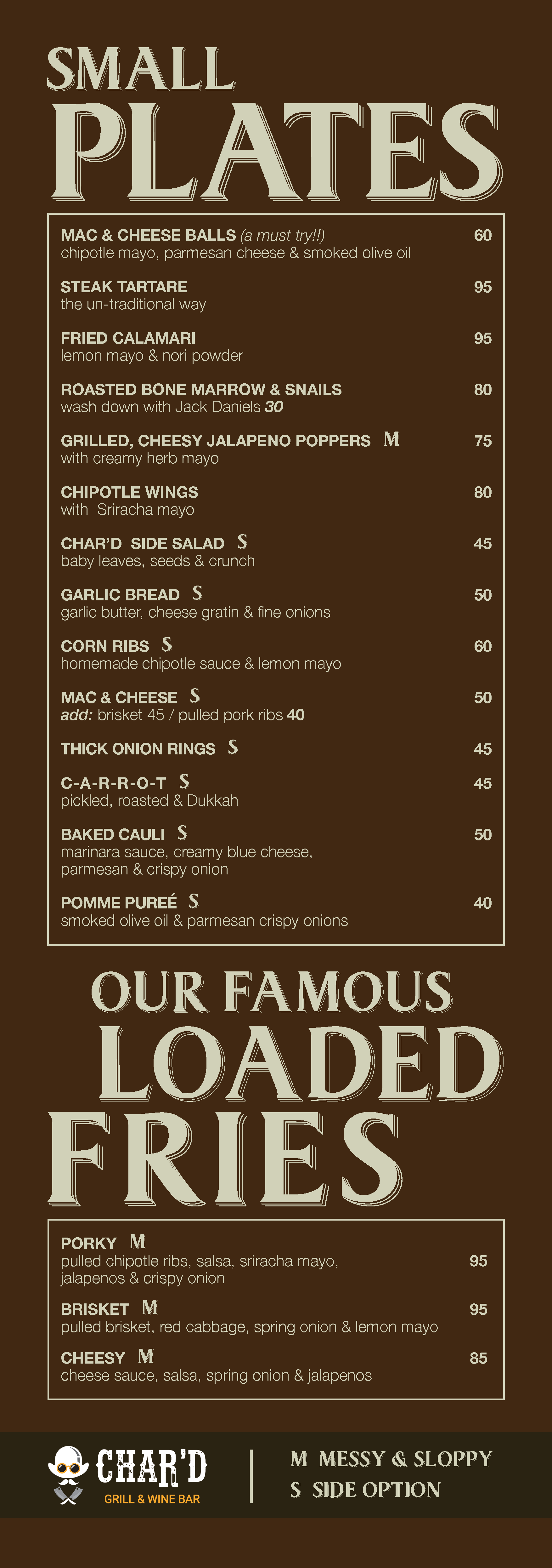 Menu - Char'd Hermanus